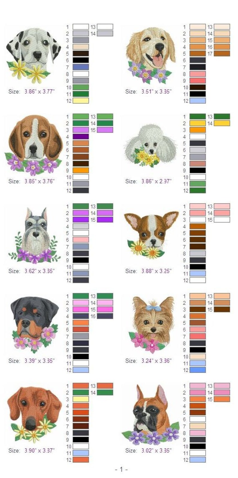 Flower Dogs Machine Embroidery Designs Pack Instant Download | Etsy