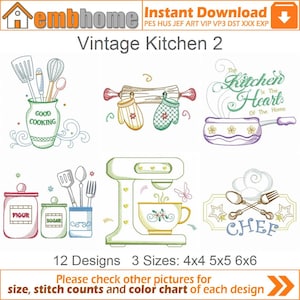 Vintage Kitchen Machine Embroidery Designs Instant Download 4x4 5x5 6x6 ...