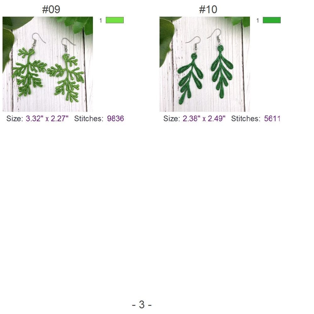 FSL Leaf Earrings Free Standing Lace Jewelry Machine Embroidery Designs ...