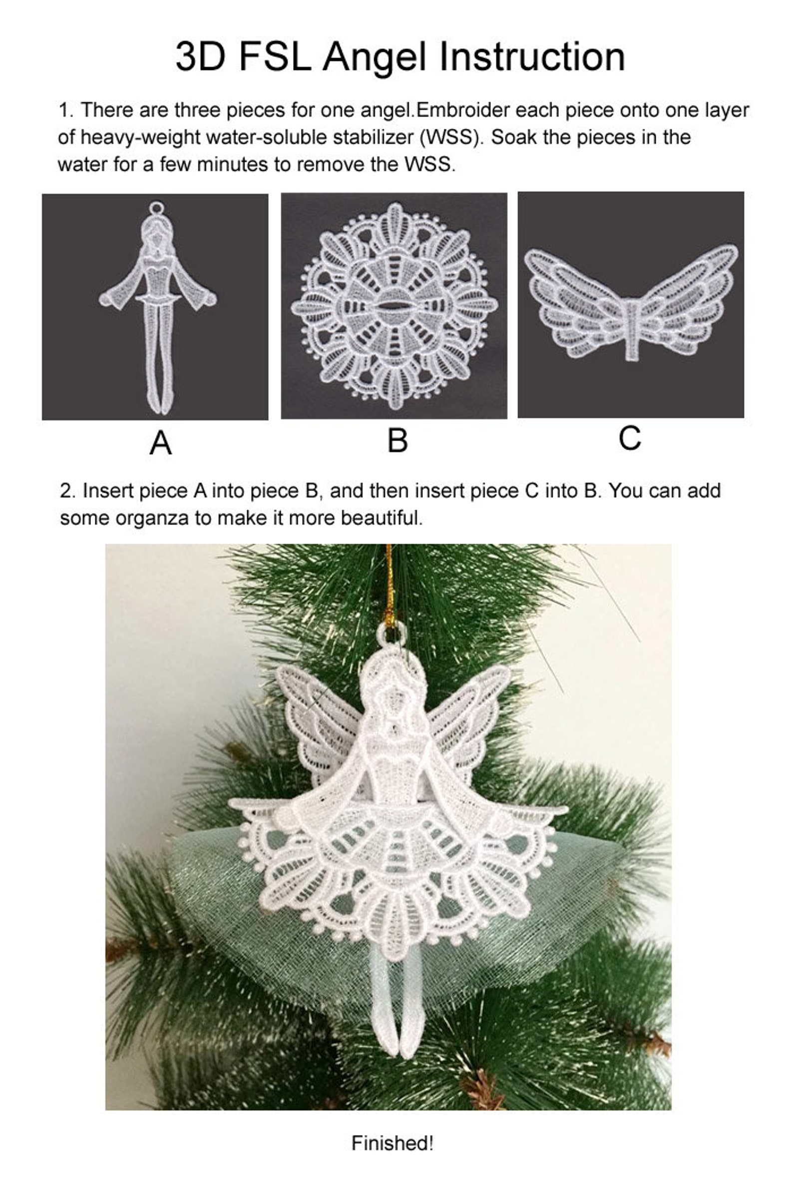 3D FSL Angels Free Standing Lace Machine Embroidery Designs - Etsy