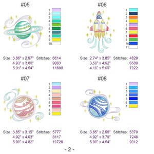 Spaced Out Machine Embroidery Designs Pack Instant Download 4x4 5x5 6x6 ...