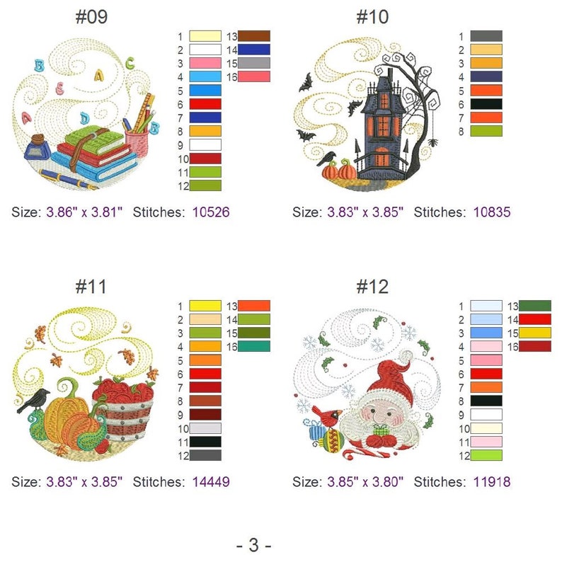 12 Months of the Year Machine Embroidery Designs Pack Instant - Etsy