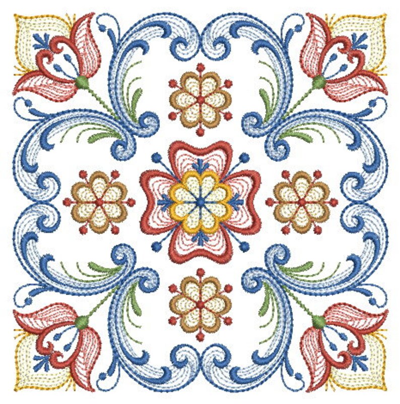 Rosemaling Quilt Blocks Machine Embroidery Designs Instant - Etsy