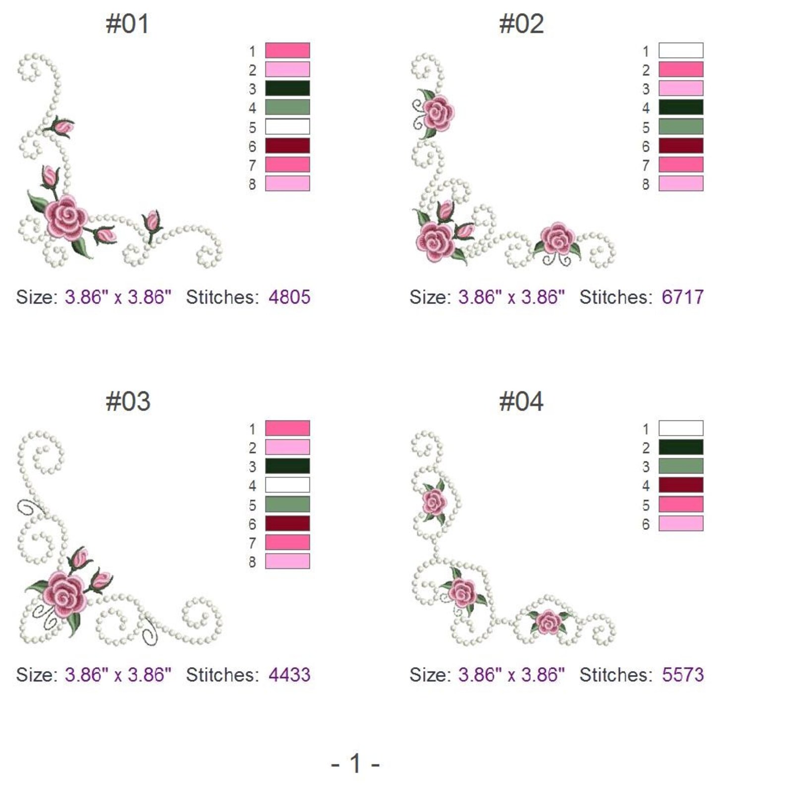 Pearl Roses Corners Quilt Heirloom Block Machine Embroidery - Etsy