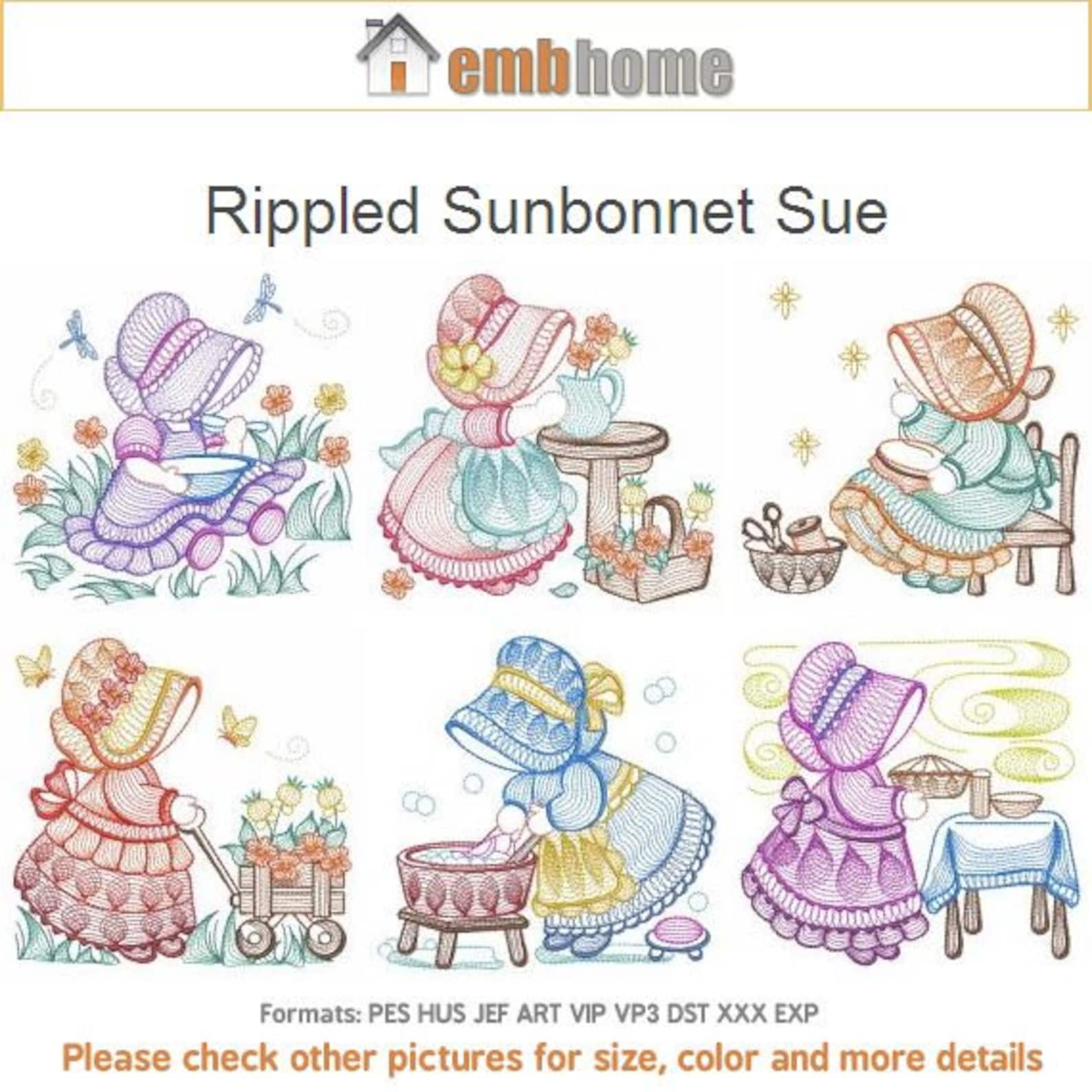 Rippled Sunbonnet Sue Machine Embroidery Designs Pack Instant - Etsy