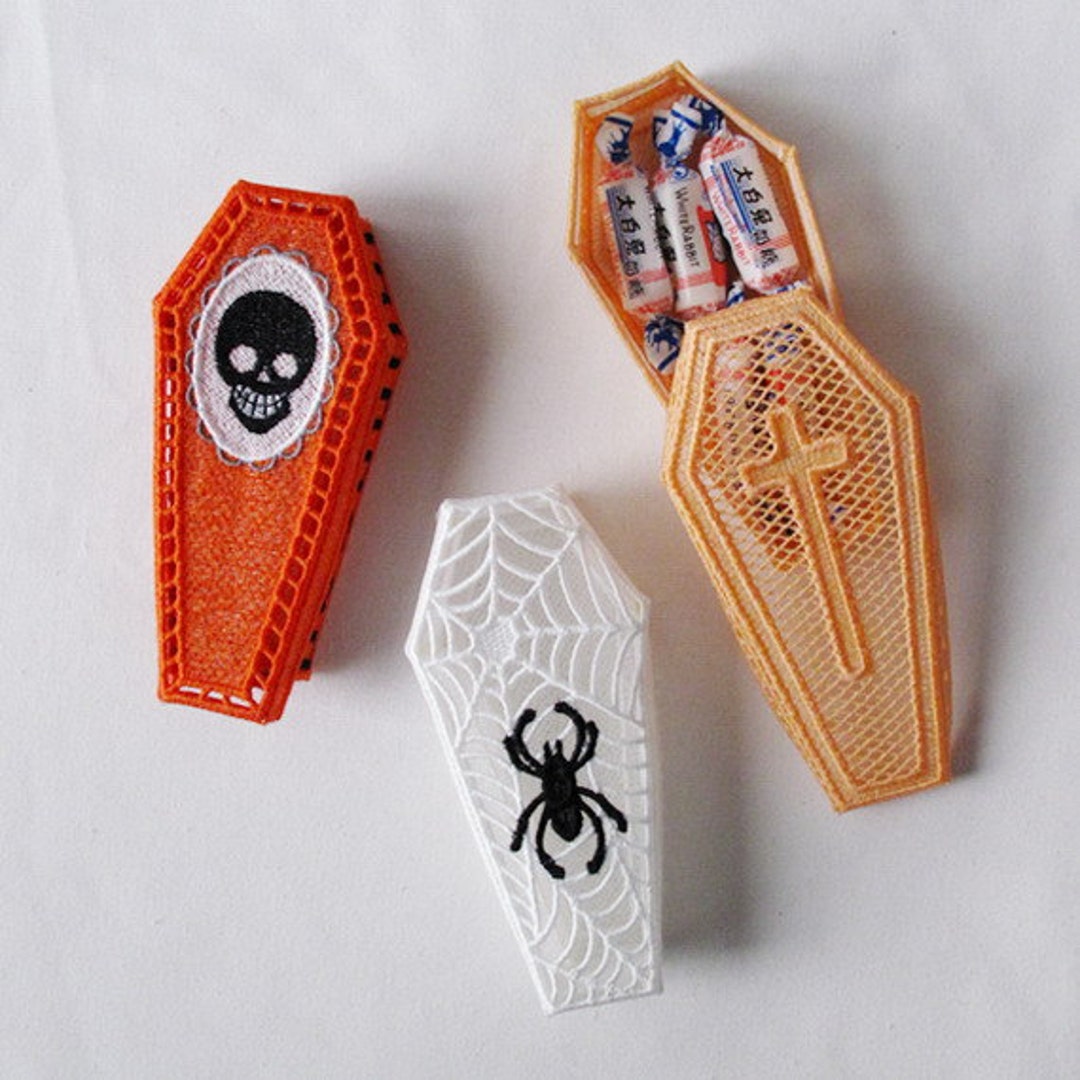 3D FSL Halloween Coffin Box Free Standing Lace Machine Embroidery ...