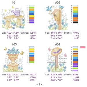 Garden Scene Machine Embroidery Designs Pack Instant Download 5x5 6x6 ...