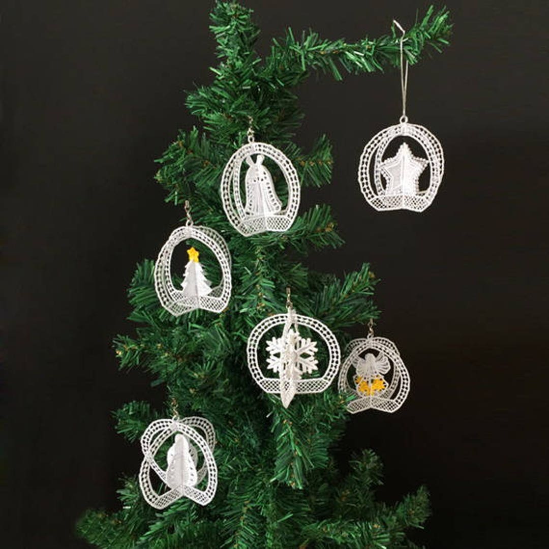3D FSL Christmas Ornaments Free Standing Lace Machine Embroidery ...