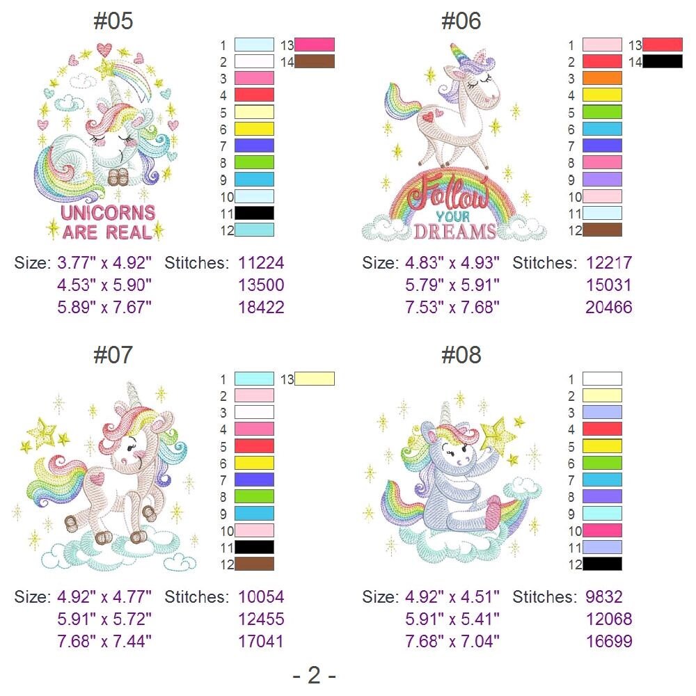 Unicorn Machine Embroidery Designs Pack Instant Download 5x5 - Etsy