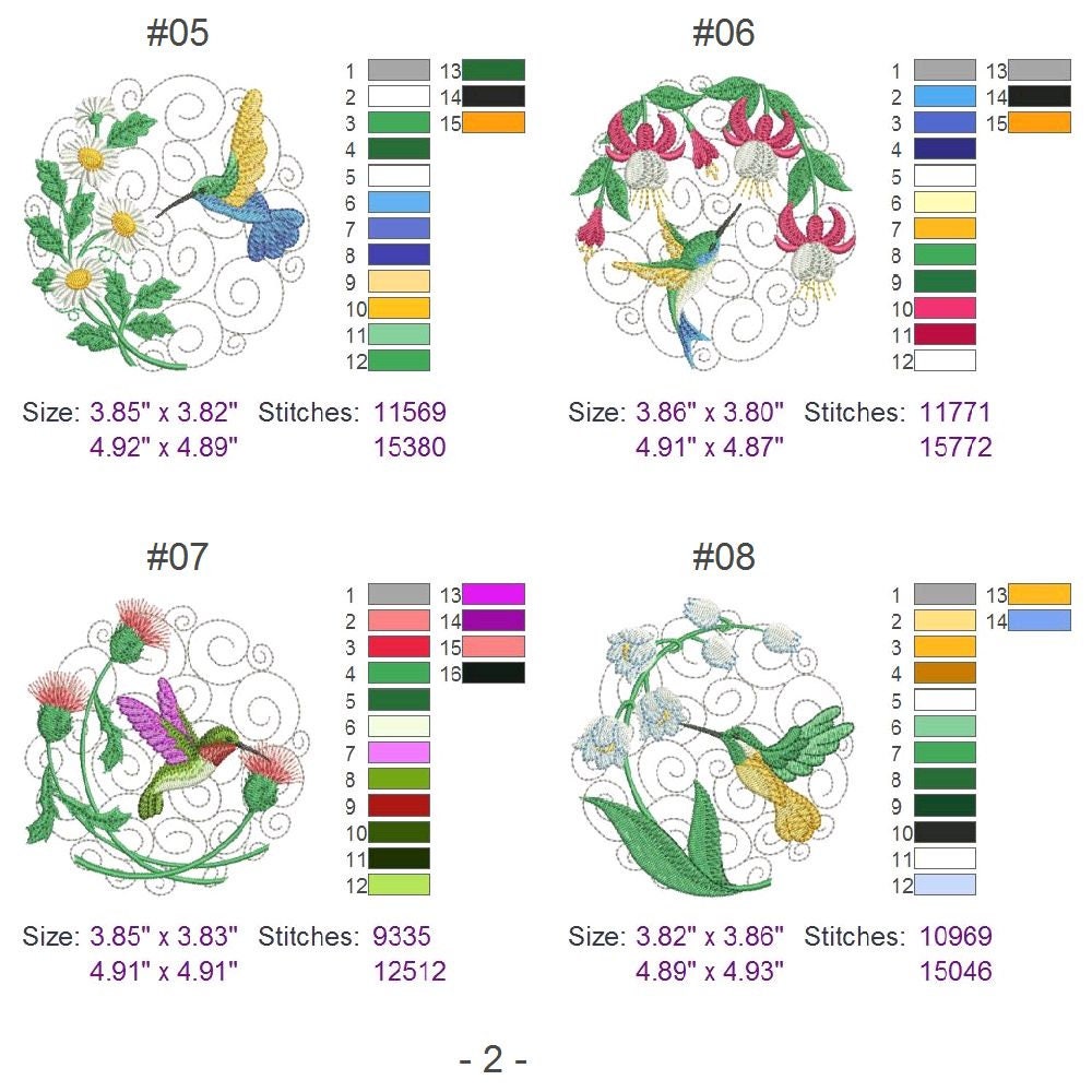 Hummingbird Flowers Circle Machine Embroidery Designs Pack - Etsy