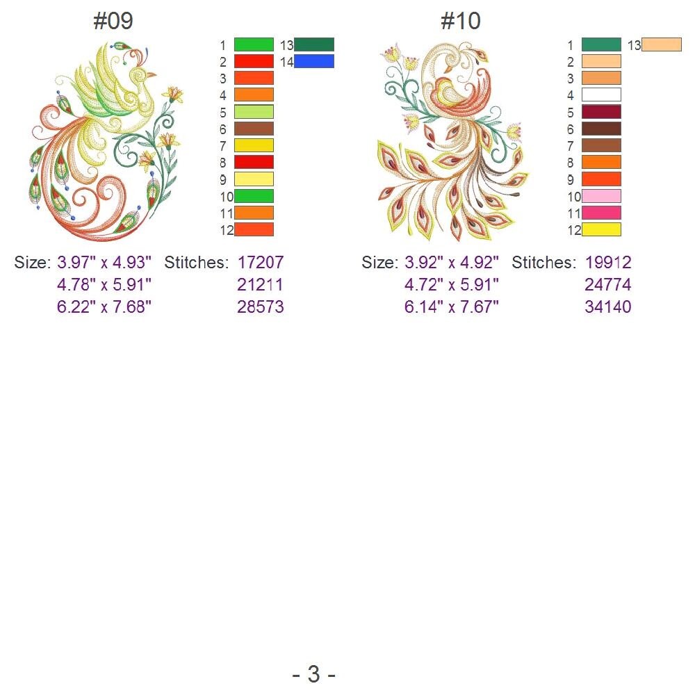 Filigree Peacock Machine Embroidery Designs Pack Instant - Etsy