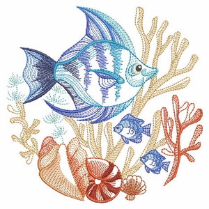 Underwater Scene Machine Embroidery Designs Pack Instant Download 5x5 ...