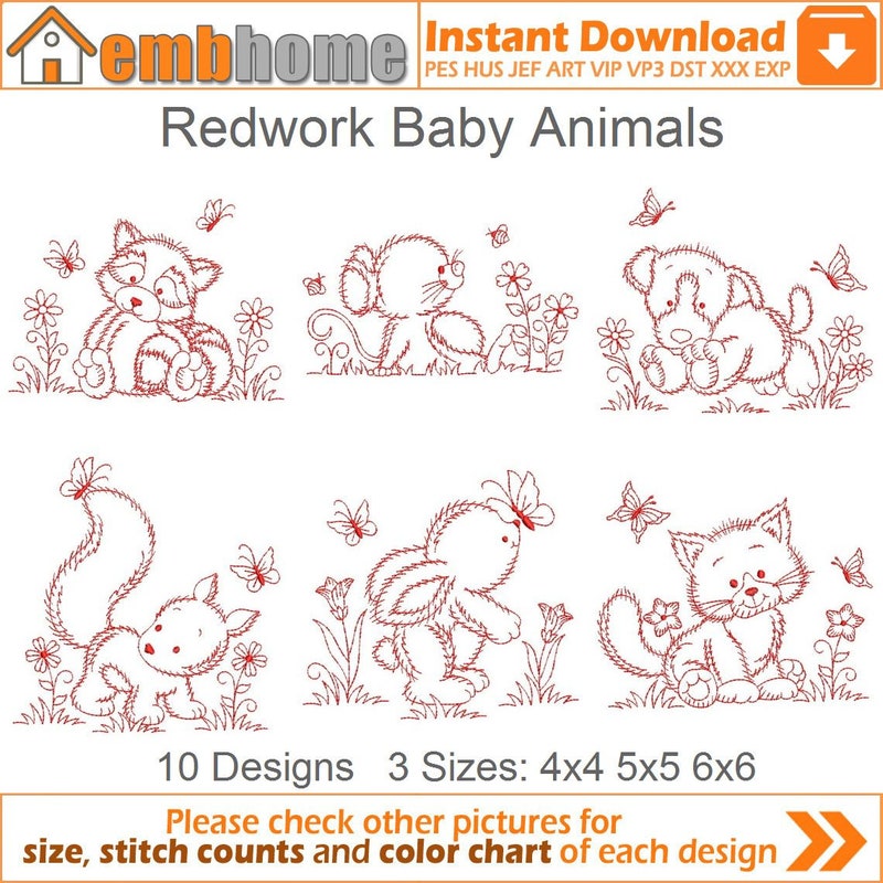 Redwork Machine Embroidery Designs - Etsy