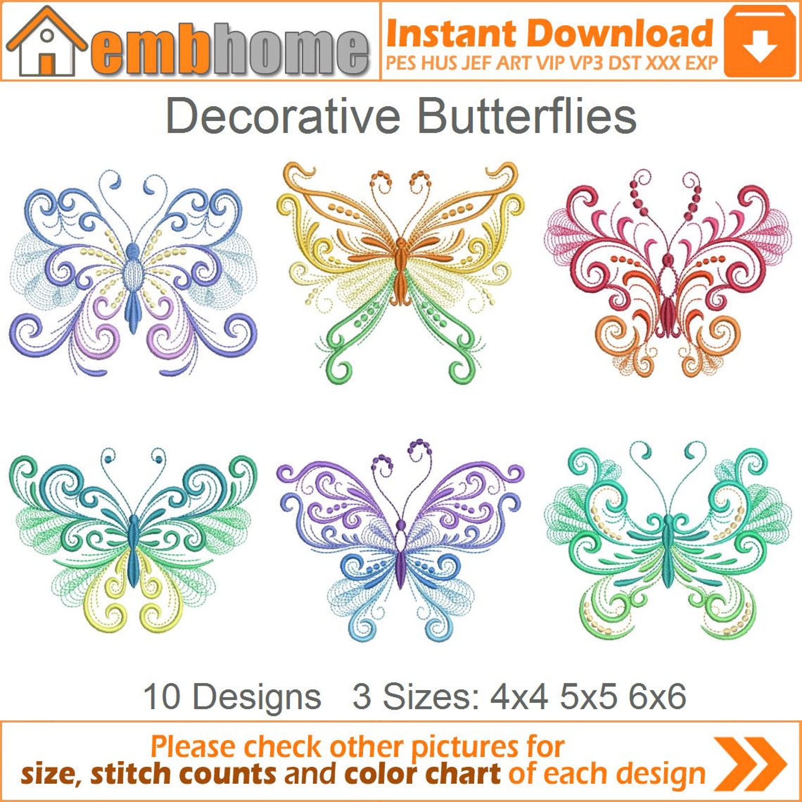 Decorative Butterflies Machine Embroidery Designs Instant - Etsy
