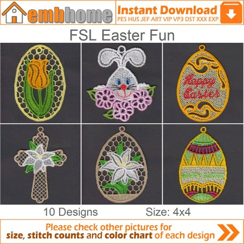 FSL Easter Egg Machine Embroidery Design Freestanding Lace - Etsy