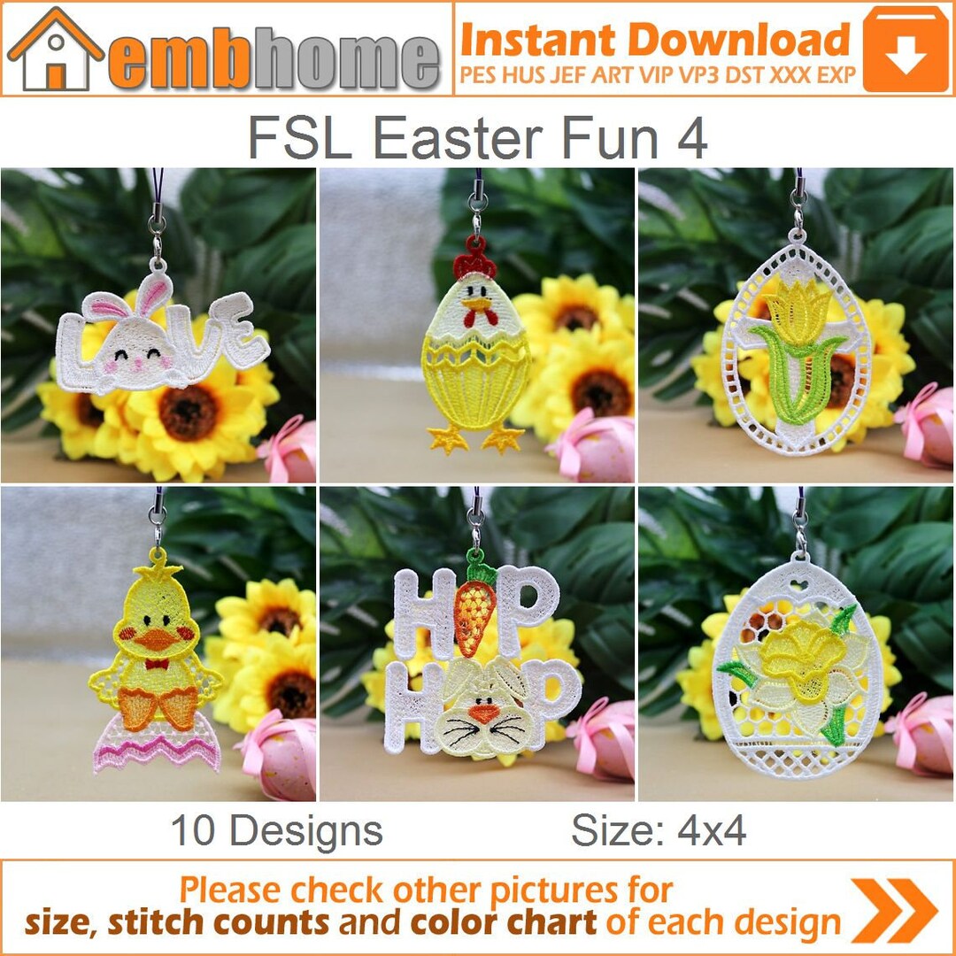 FSL Easter Fun Free Standing Lace Machine Embroidery Designs Instant ...