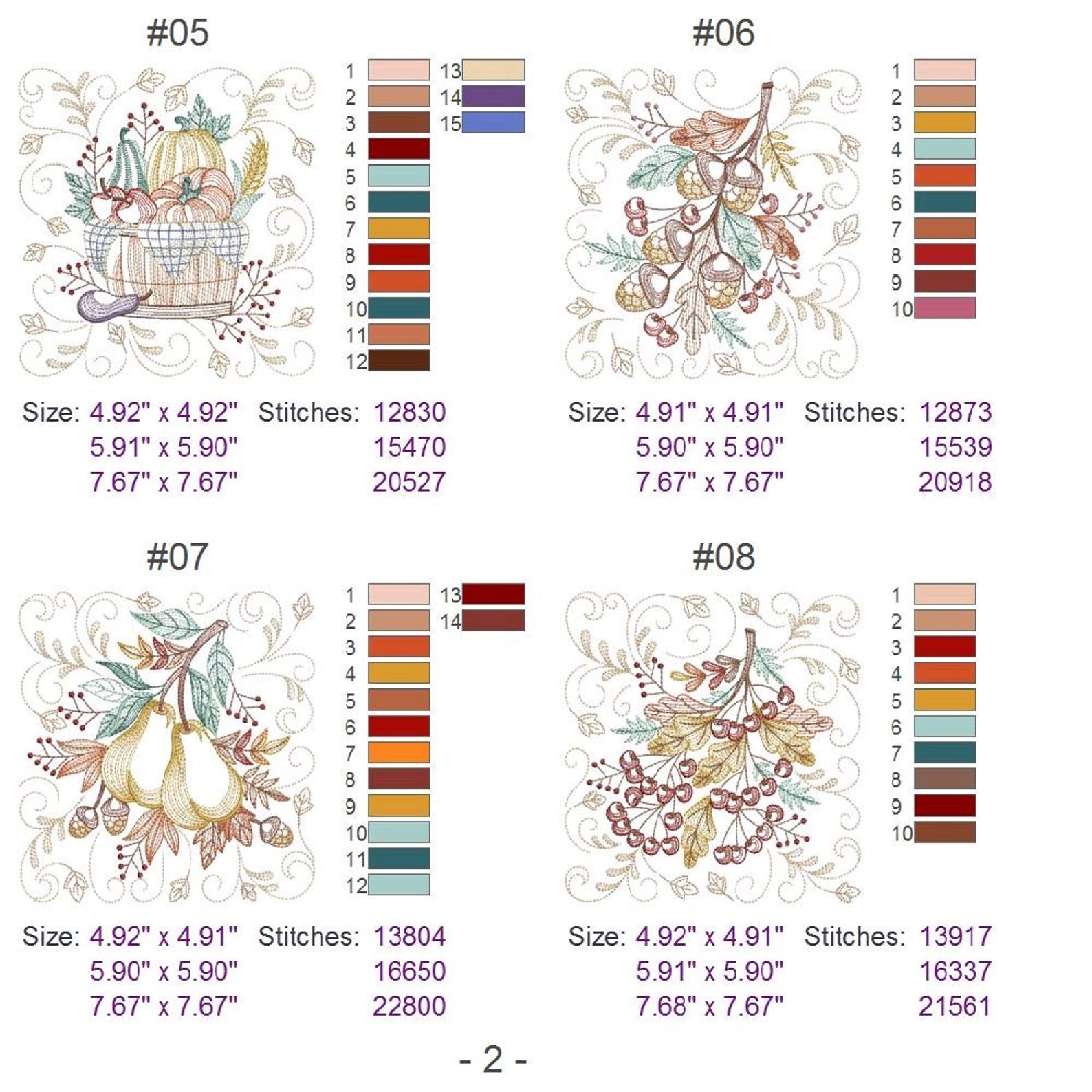 Autumn Harvest Blocks Machine Embroidery Designs Pack Instant Download ...