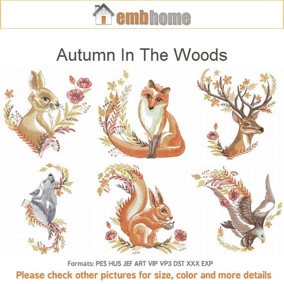 Autumn in the Woods Machine Embroidery Designs Pack Instant - Etsy Canada