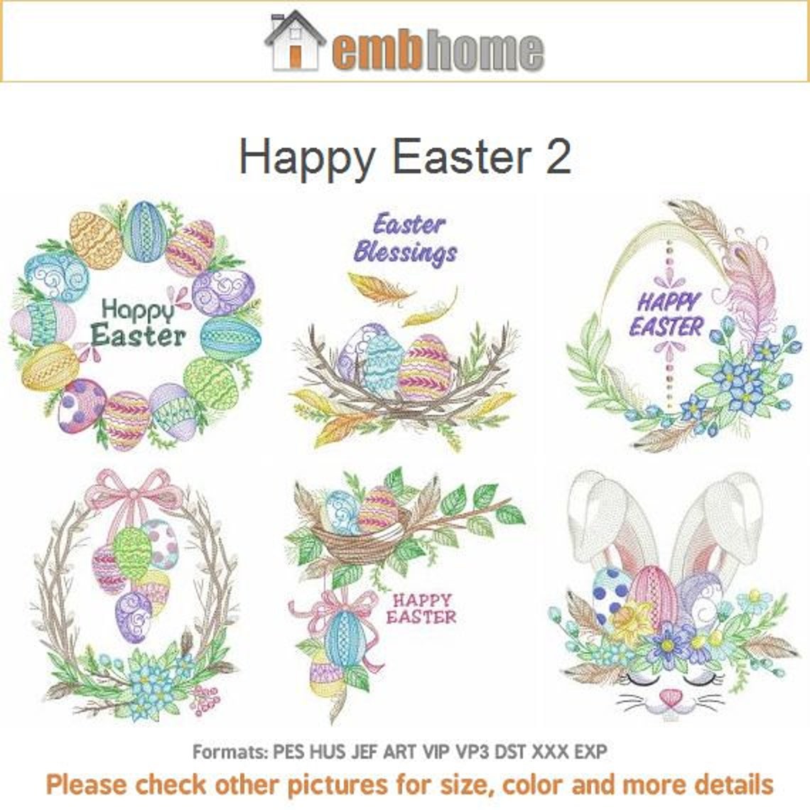 Happy Easter Machine Embroidery Designs Instant Download 5x5 - Etsy
