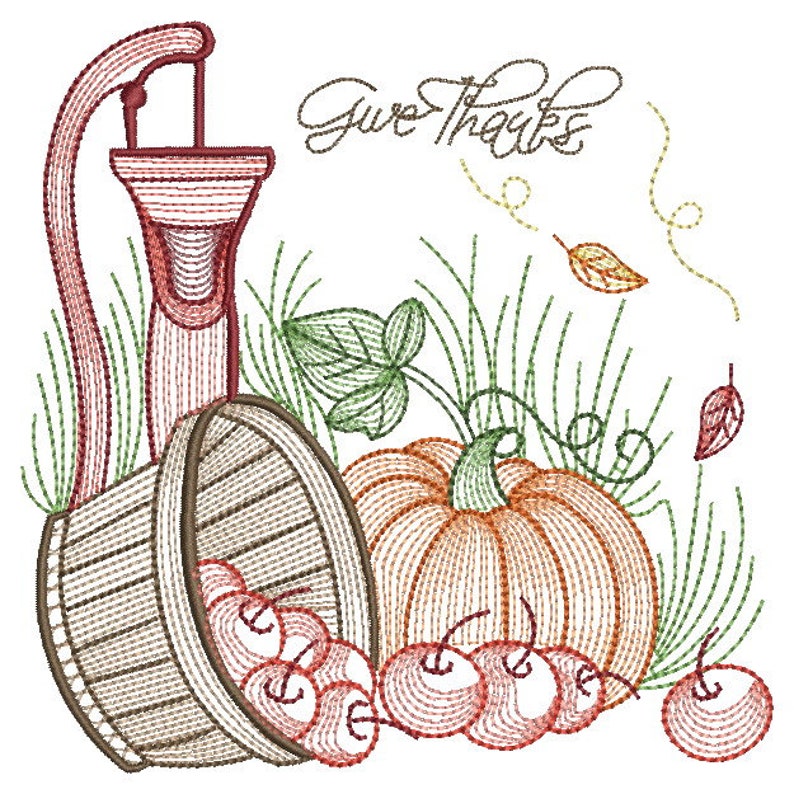 Rippled Autumn Harvest Machine Embroidery Designs Instant Download 4x4 ...
