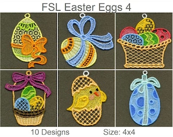 FSL Easter Fun 4 Free Standing Lace Machine Embroidery Designs Instant ...