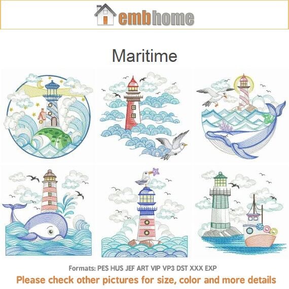 Maritime Machine Embroidery Designs Pack Instant Download 5x5 - Etsy