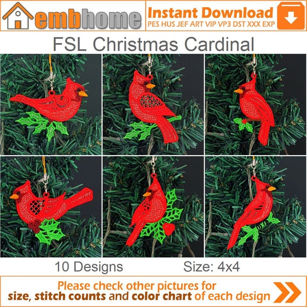 Cardinal Embroidery Designs - Etsy
