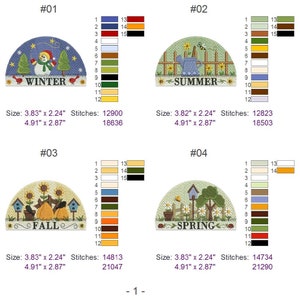 Four Seasons Machine Embroidery Designs Instant Download 4x4 5x5 Hoop 8 ...