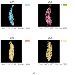 FSL Variegated Feathers Free Standing Lace Ornament Machine Embroidery ...
