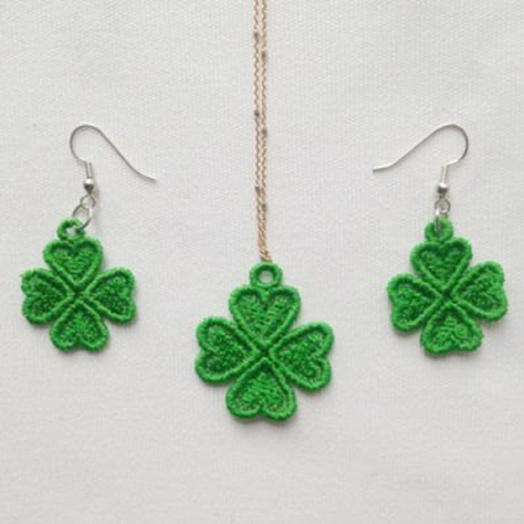 FSL Earrings and Pendant Shamrocks Lucky Machine Embroidery Design Free ...