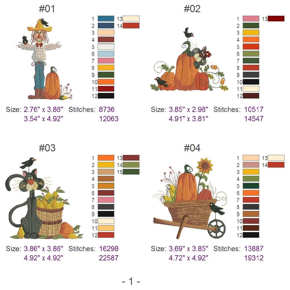 Country Autumn Scene Machine Embroidery Designs Pack Instant Download ...