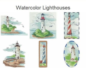 Lighthouses Machine Embroidery Designs Pack Instant Download - Etsy