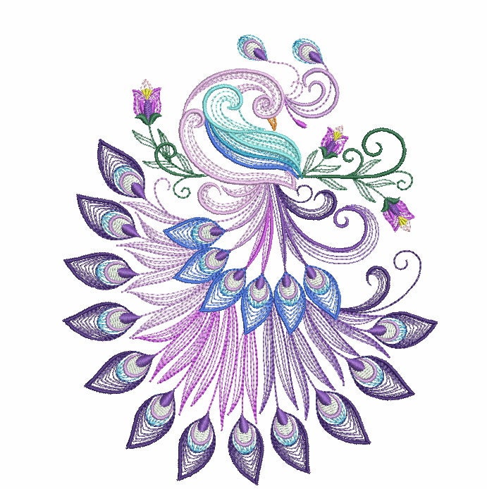 Filigree Peacock Machine Embroidery Designs Pack Instant - Etsy