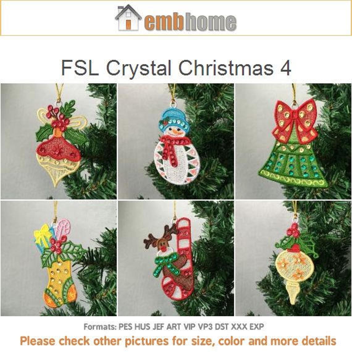FSL Crystal Christmas Machine Embroidery Designs Instant | Etsy