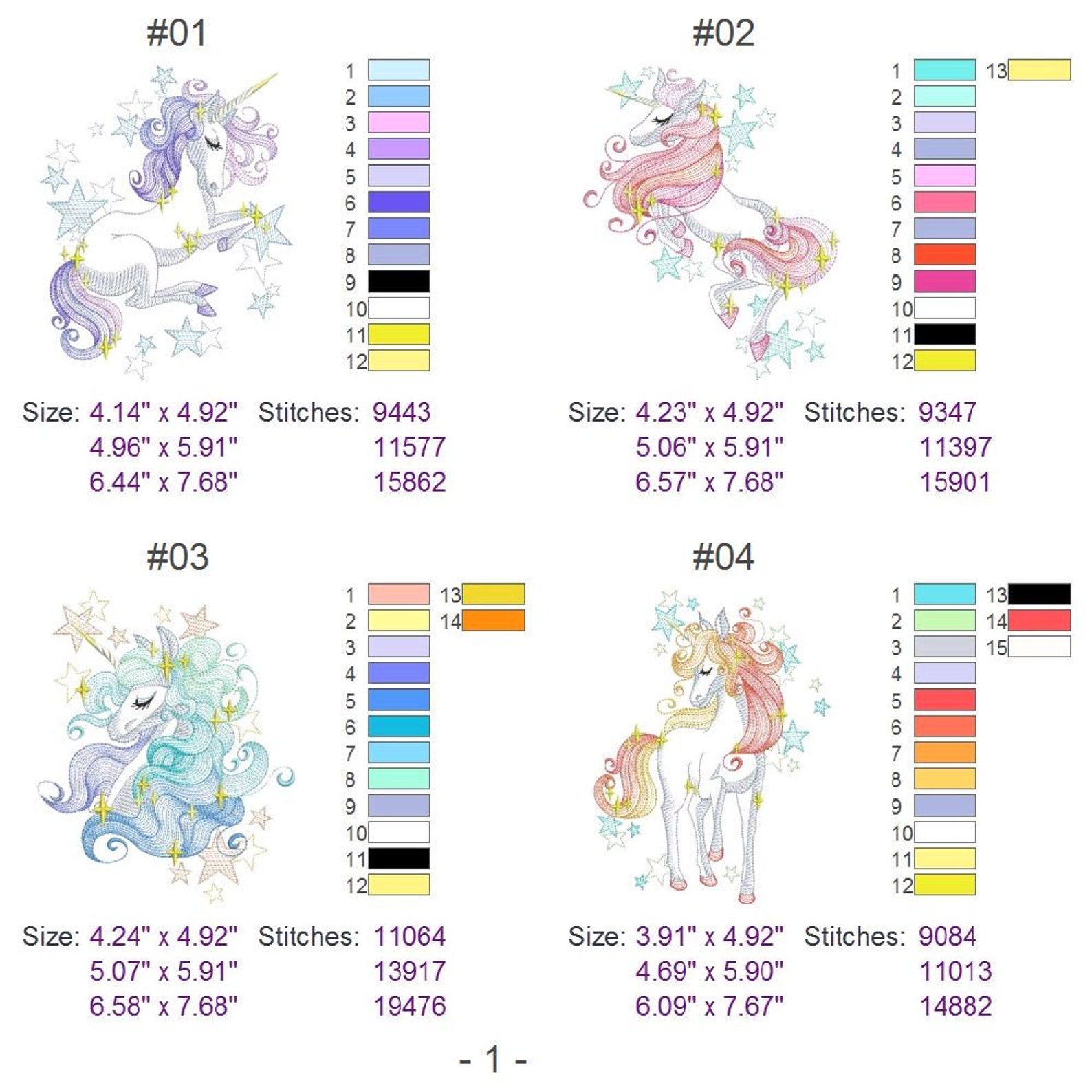 Magical Unicorn Machine Embroidery Designs Instant Download 5x5 6x6 8x8 ...
