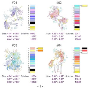 Magical Unicorn Machine Embroidery Designs Instant Download 5x5 6x6 8x8 ...