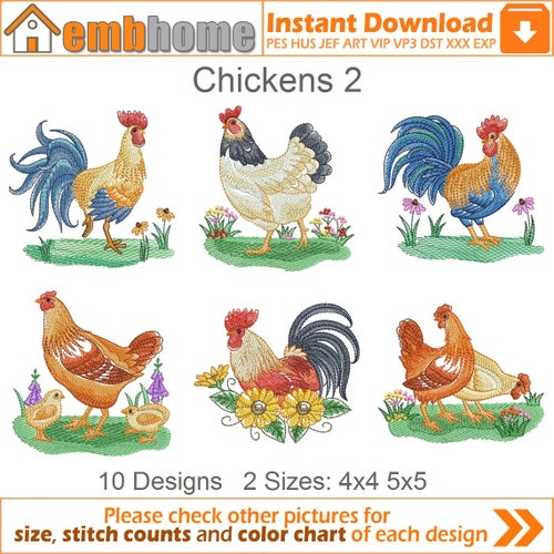 Country Chicken Machine Embroidery Designs Instant Download - Etsy