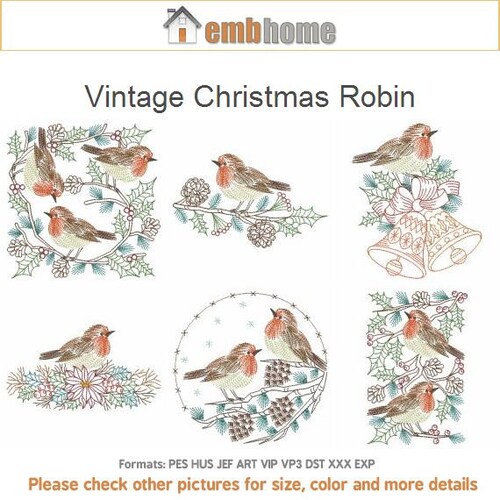 Christmas Robin Machine Embroidery Designs Instant Download - Etsy UK