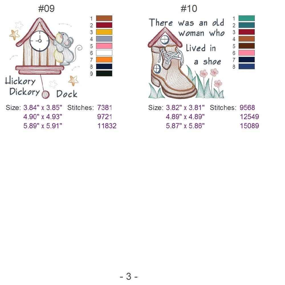 Nursery Rhymes Machine Embroidery Designs Pack Instant Download 4x4 5x5 ...