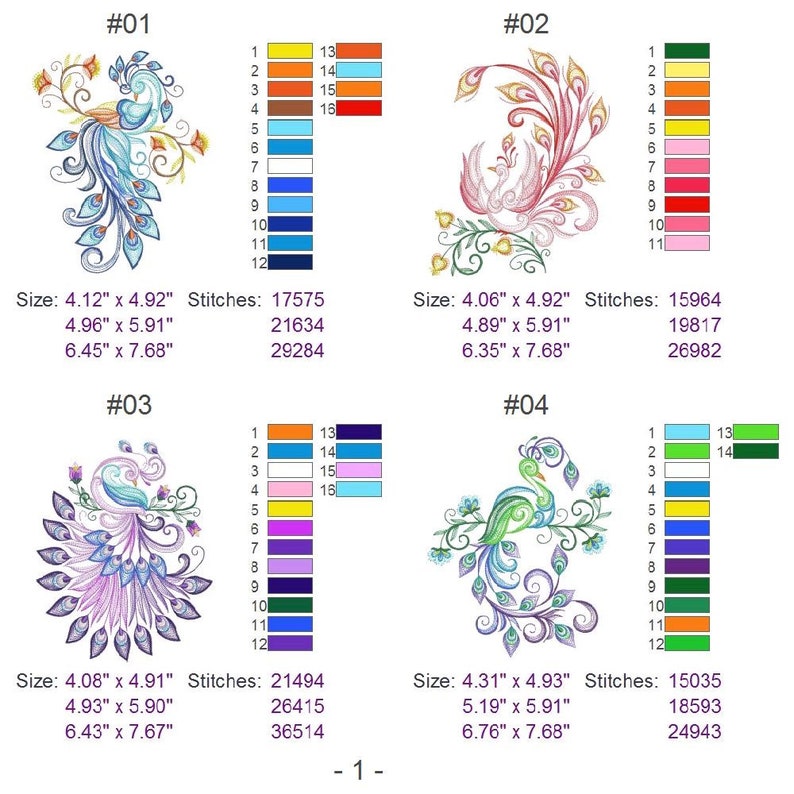 Filigree Peacock Machine Embroidery Designs Pack Instant - Etsy