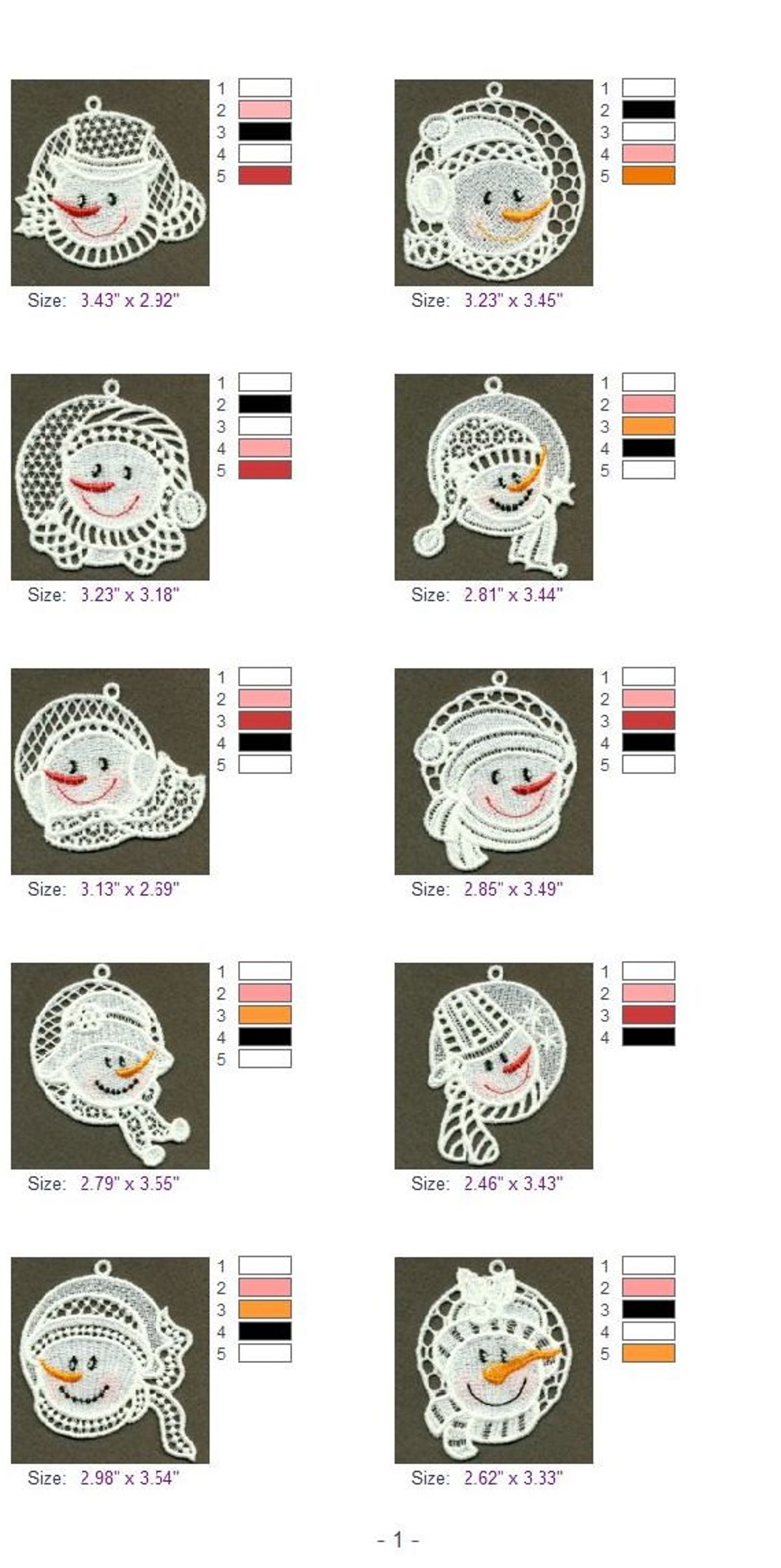 FSL Snowman Face - Free Standing Lace Machine Embroidery Designs ...