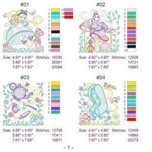 Alice in Wonderland Machine Embroidery Designs Pack Instant Download ...