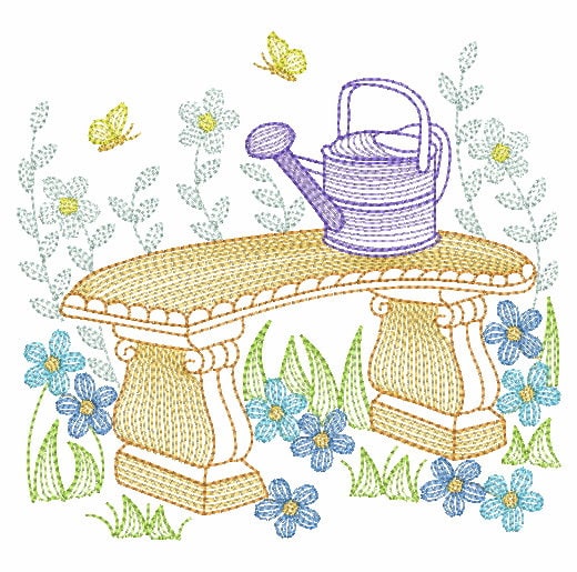 Garden Scene Machine Embroidery Designs Pack Instant Download 5x5 6x6 ...