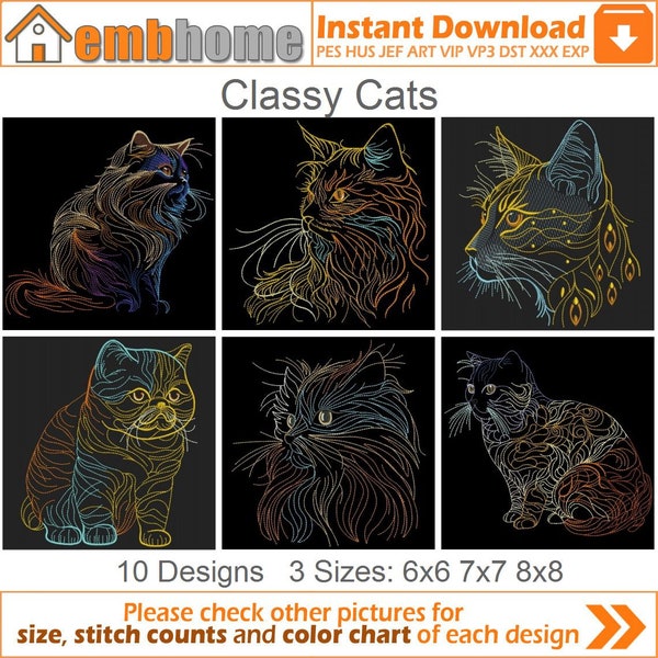 Machine Embroidery Designs Cats - Etsy