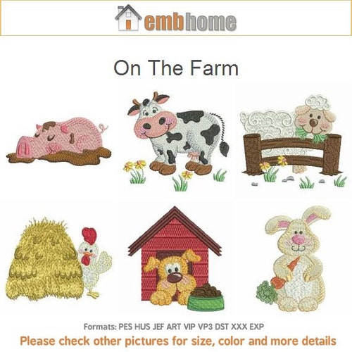 On the Farm Cute Animal Machine Embroidery Designs Instant - Etsy