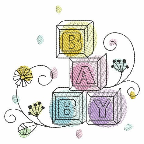 Doodle Baby Machine Embroidery Designs Instant Download 4x4 5x5 6x6 ...