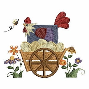 Country Chicken Machine Embroidery Designs Instant Download 4x4 Hoop 12 ...