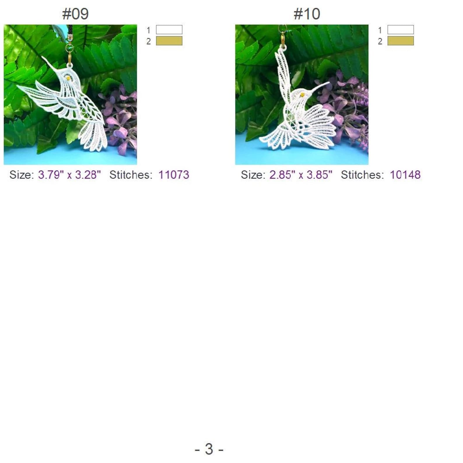 FSL Hummingbird Free Standing Lace Birds Machine Embroidery - Etsy