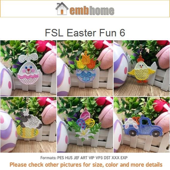 FSL Easter Fun Free Standing Lace Ornament Machine Embroidery - Etsy