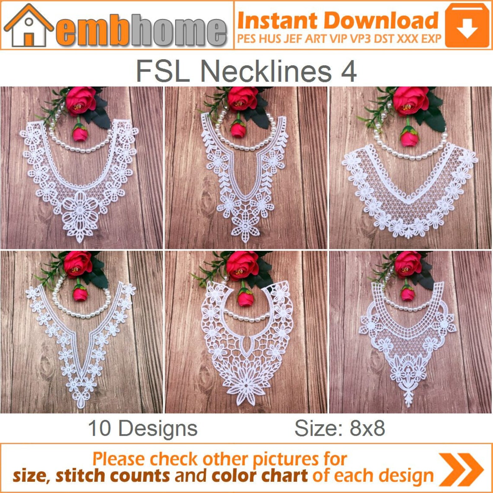 FSL Necklines Free Standing Lace Machine Embroidery Designs - Etsy